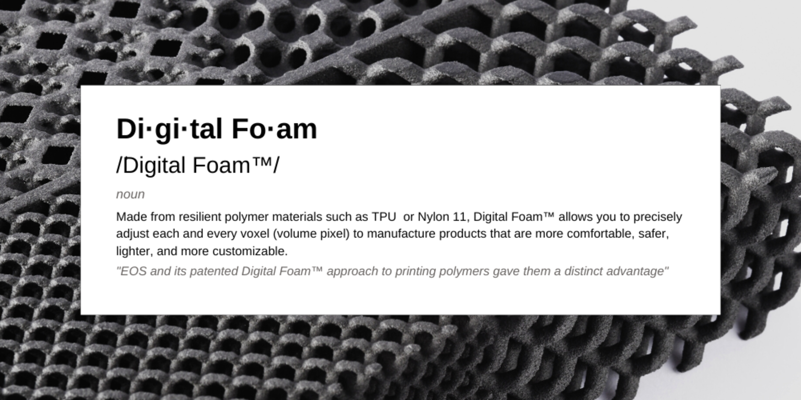 Digital Foam: Revolutionary Polymer Solution | EOS GmbH